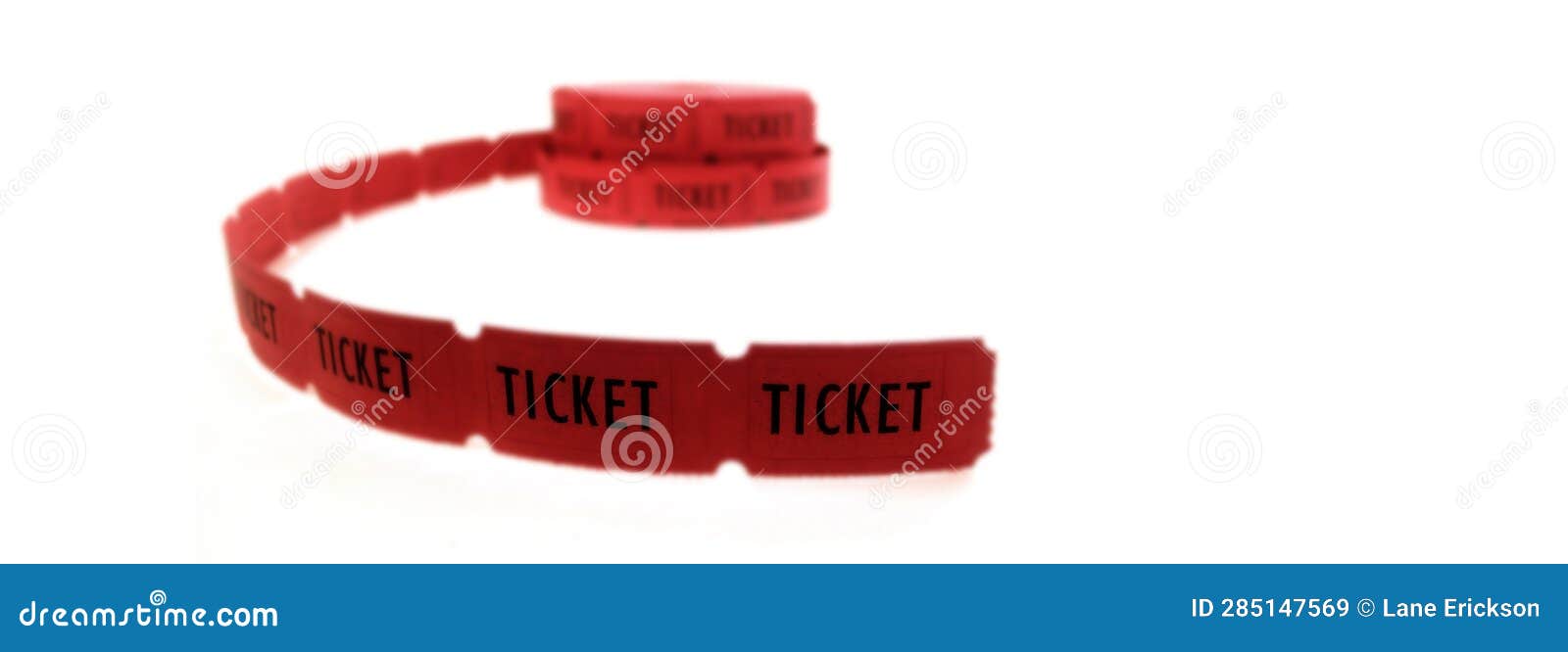 Long Roll of Red Tickets on White Background for Entry into Event or ...