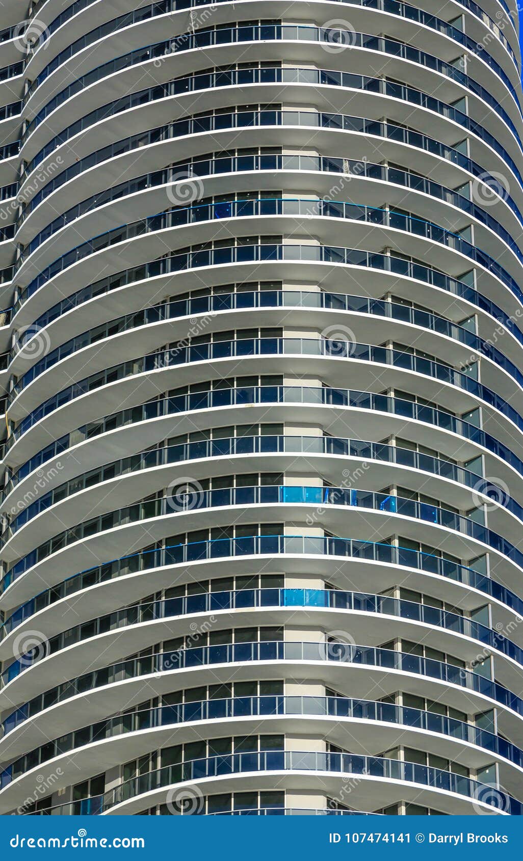 Long Round Balconies on Miami Tower Stock Image - Image of door ...