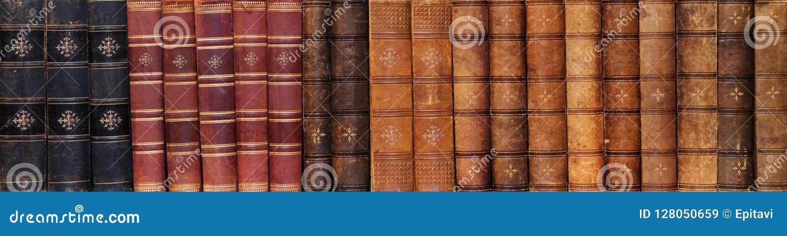 Row of ancient books stock image. Image of banner, publishing - 128050659