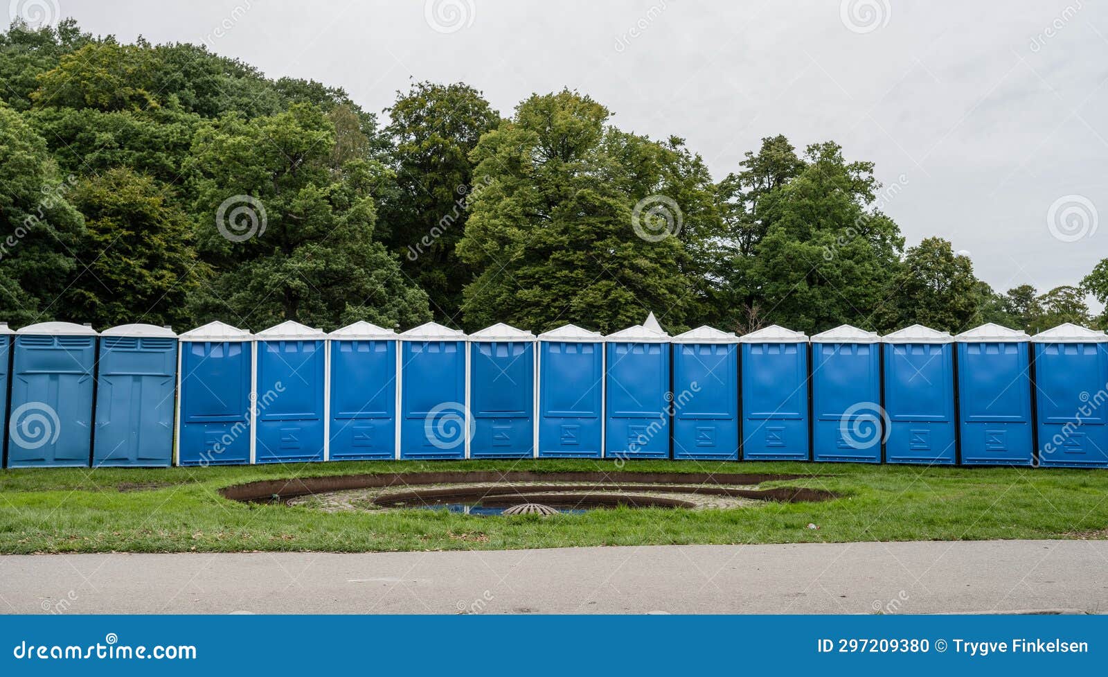 Long Row of Blue Portable Toilets.. Stock Photo - Image of background ...