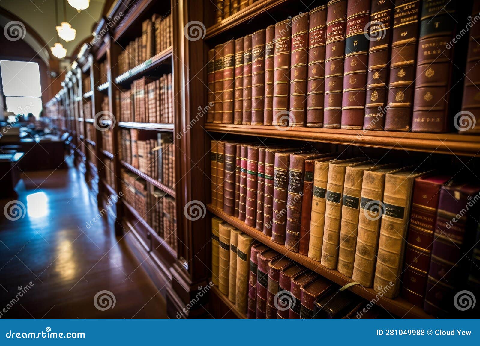 A Long Row of Books on a Wooden Shelf Stock Illustration - Illustration ...