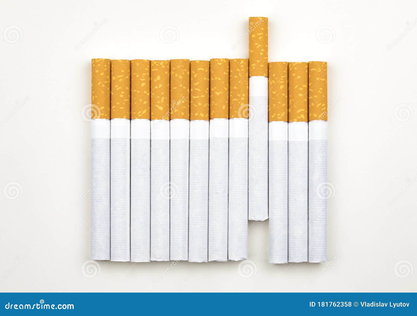 Long Row of Cigarettes with Orange Filter Tips Stock Photo - Image of ...