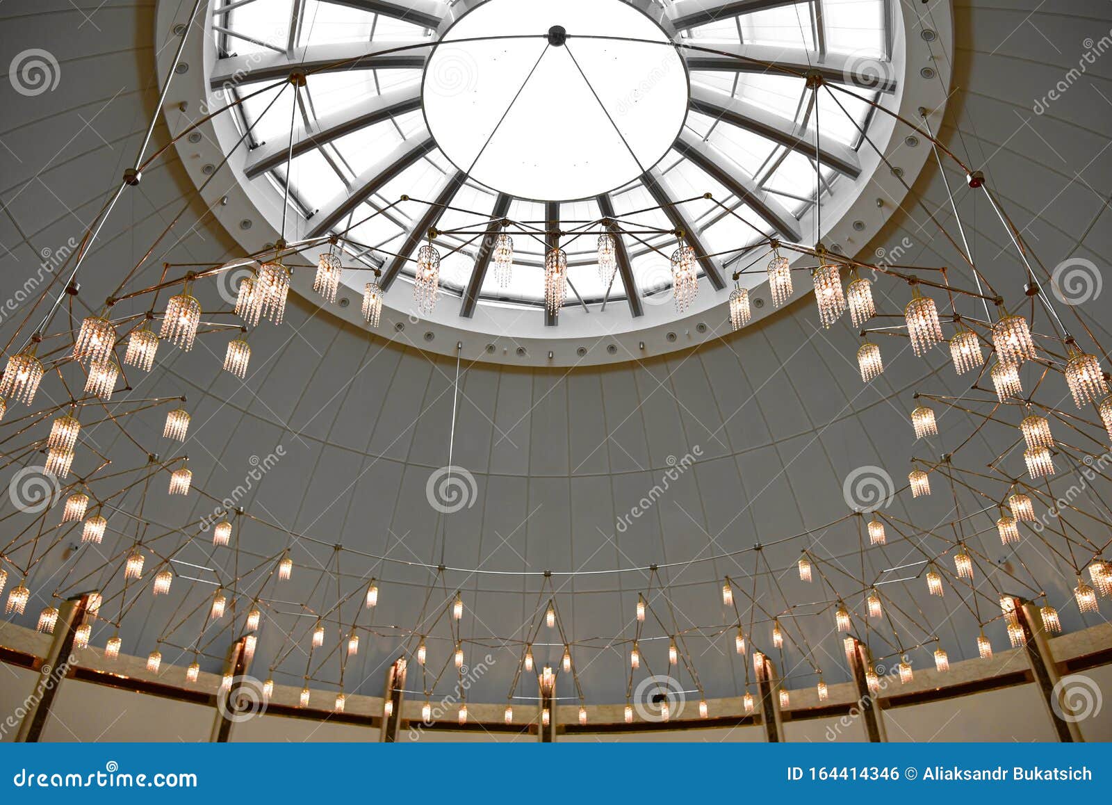 A Long Row of Lights on a Spherical Ceiling Stock Photo - Image of ...