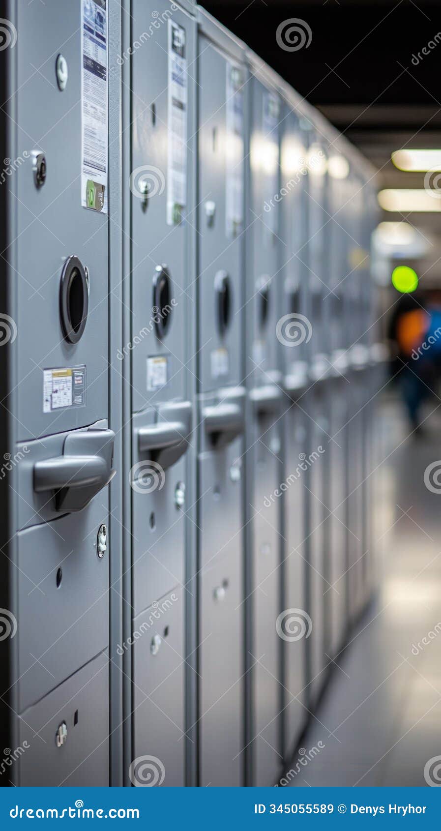 A Long Row of Metallic Lockers Lines the Hallway, Bustling with ...