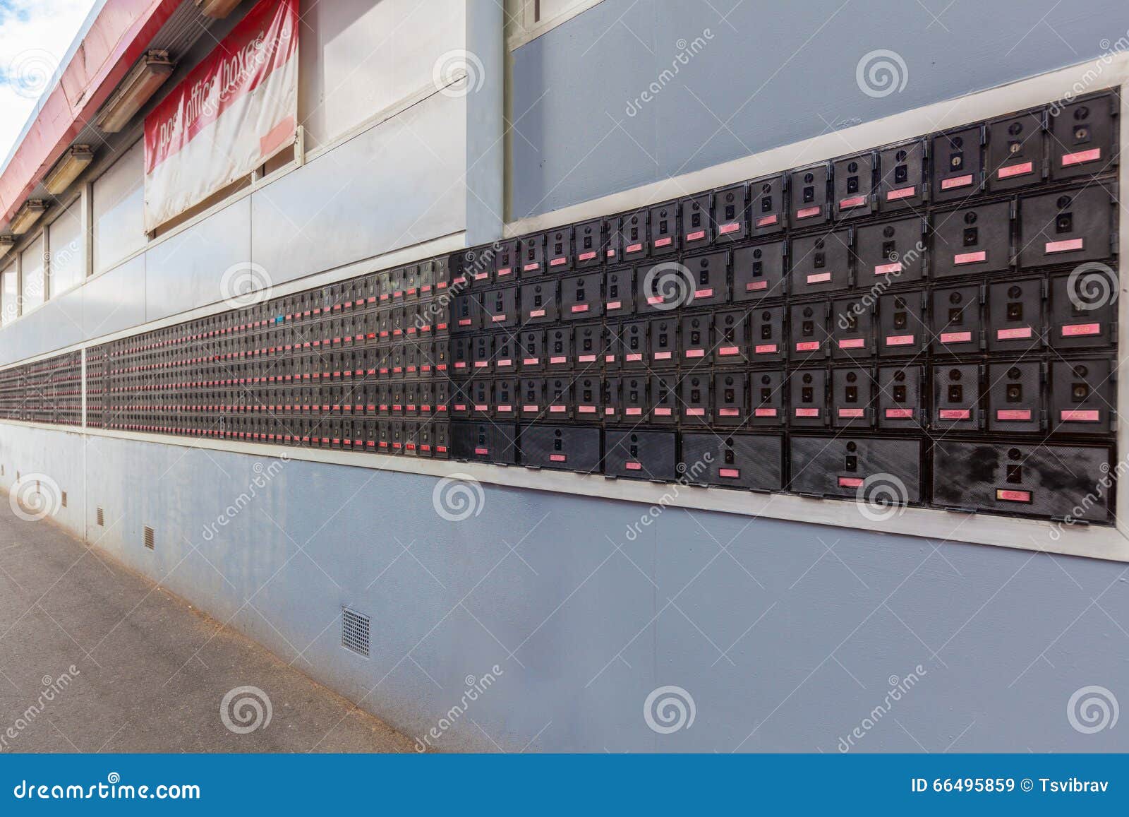 Long row of PO boxes stock image. Image of mailbox, wide - 66495859