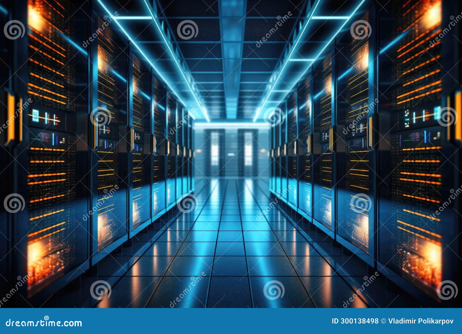 A Long Row of Servers in a Server Room. Ideal for Technology and Data Center Concepts Stock ...