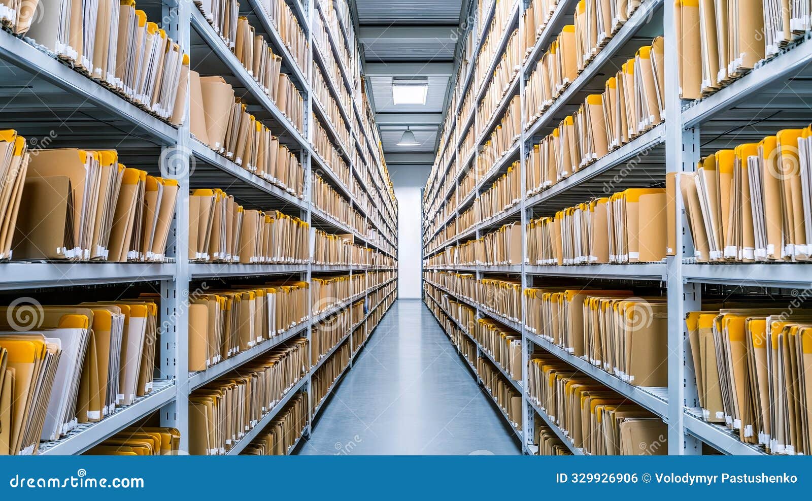 A Long Row of Shelves Filled with Lots of Files in a Warehouse Stock ...