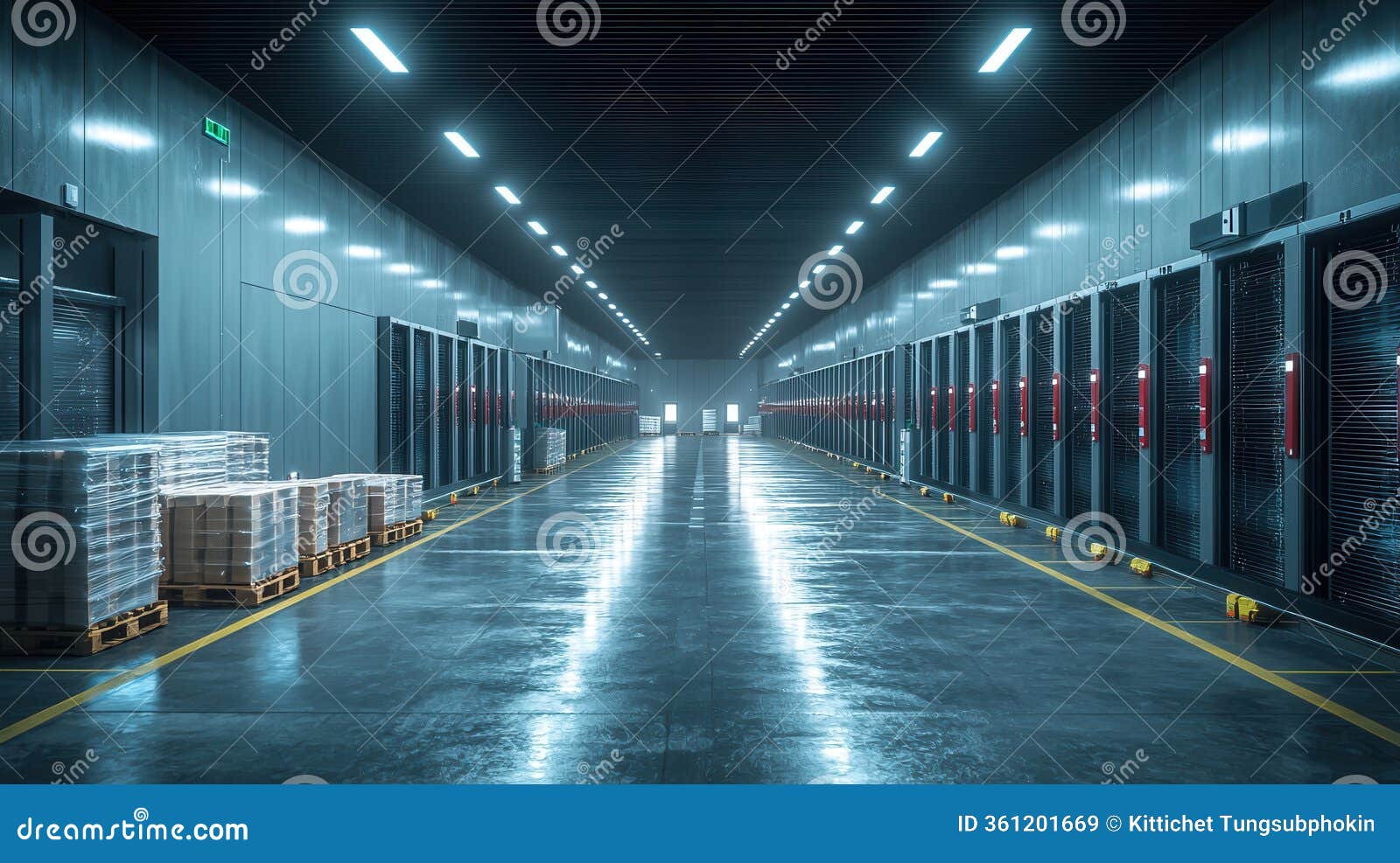 Long Row of Storage Units in a Storage Facility with Multiple Doors and ...