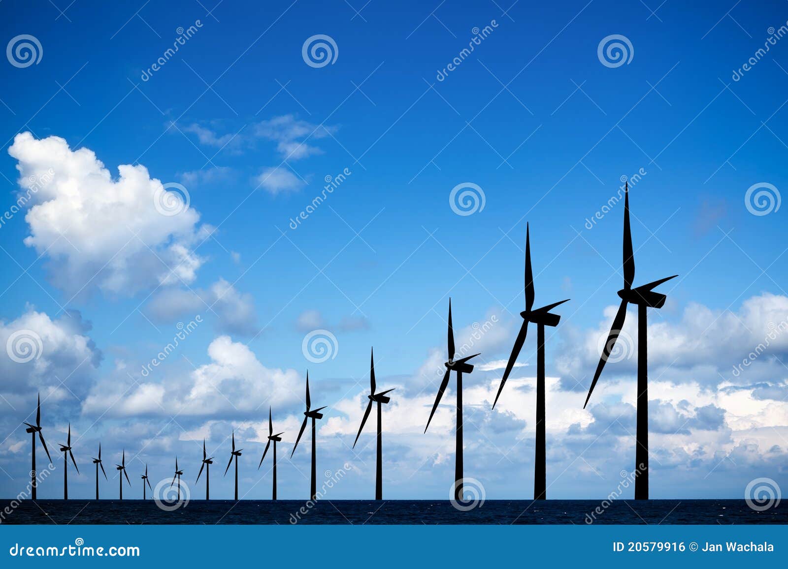 Long row of windmills stock photo. Image of ecological - 20579916