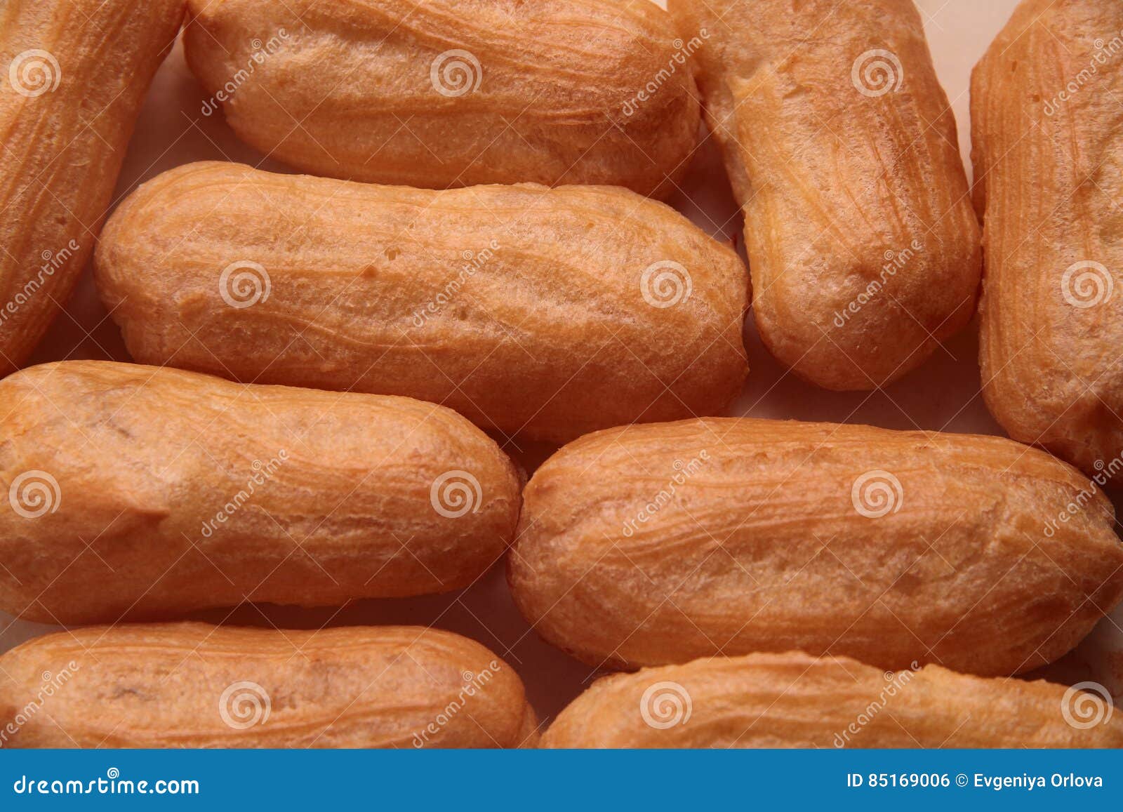 Long Rows Eclair Shells. Eclairs Candy Paper. the Process of Making ...