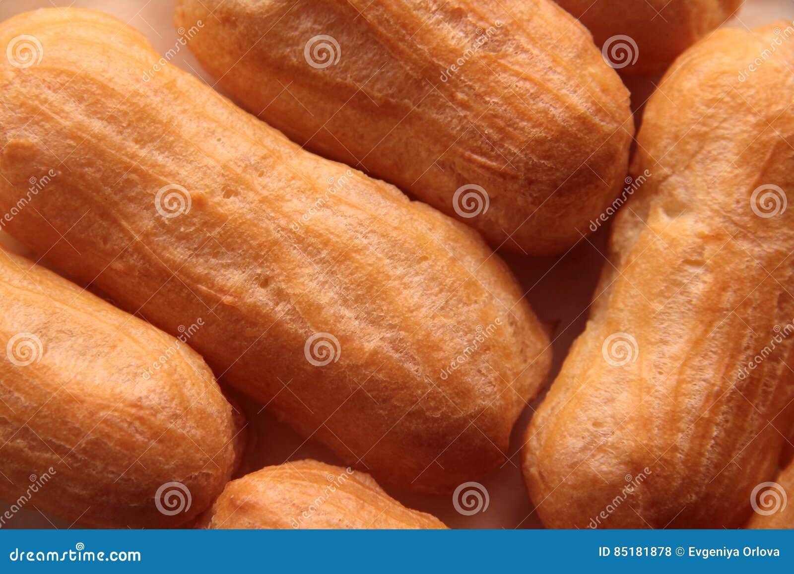 Long Rows Eclair Shells. Eclairs Candy Paper. the Process of Making ...