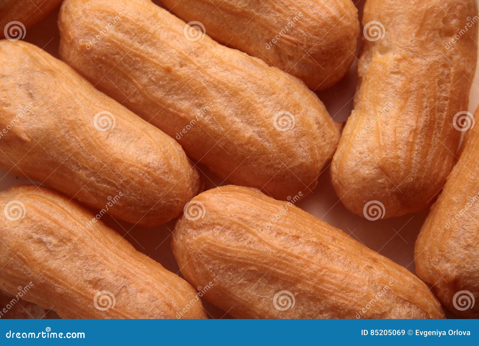 Long Rows Eclair Shells. Eclairs Candy Paper. the Process of Making ...