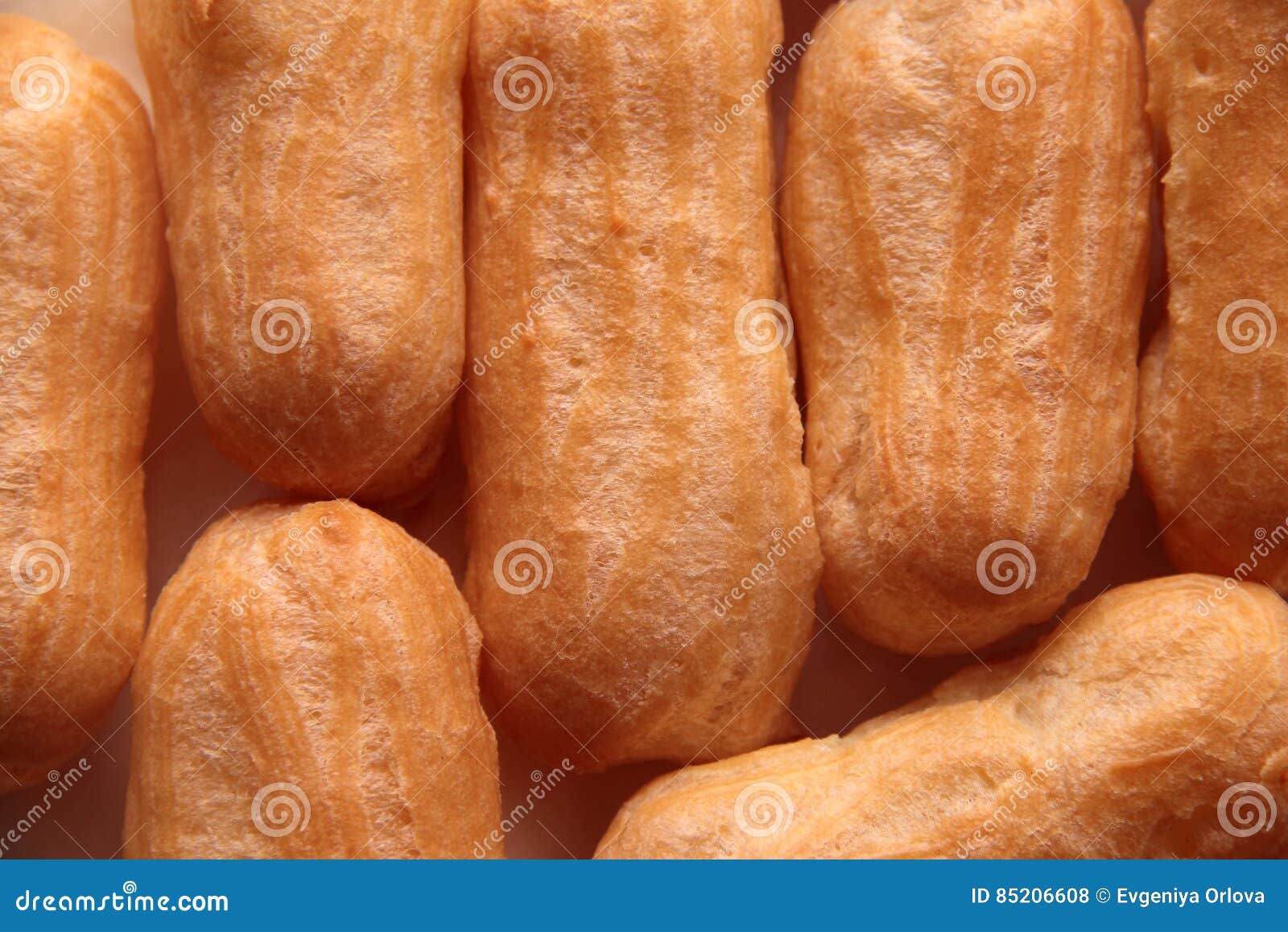 Long Rows Eclair Shells. Eclairs Candy Paper. the Process of Making ...