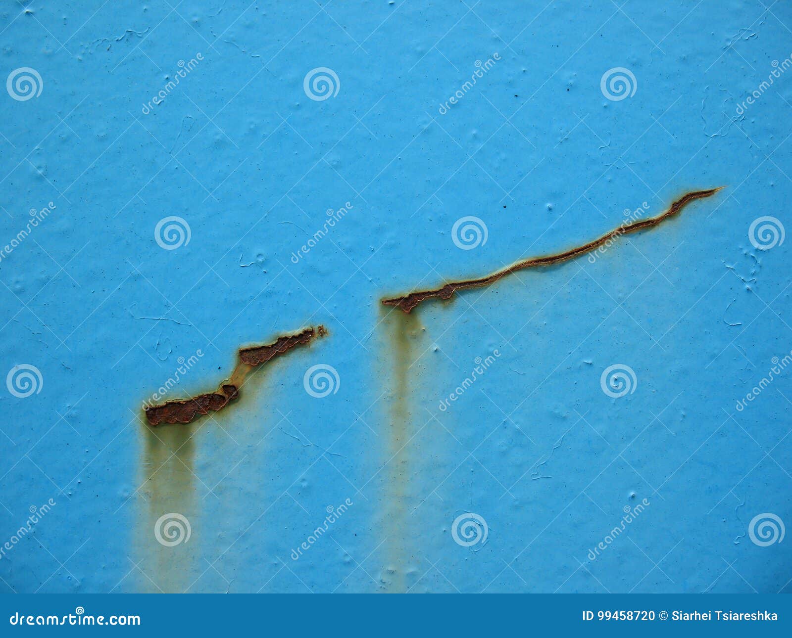 Long Rust on Blue Steel Background Stock Photo - Image of surface, wall ...