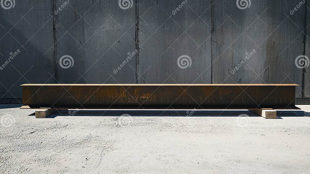 Long, Rusted Steel Beam on a Concrete Surface Stock Illustration ...