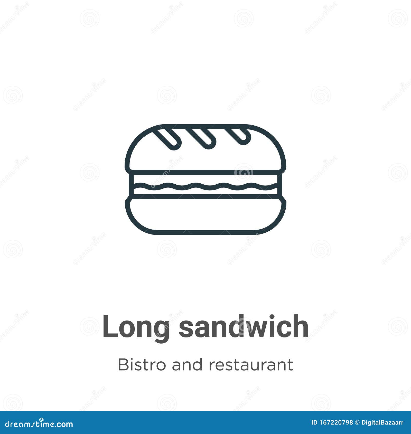Ham Sandwich, Outline Black And White Illustration Cartoon Vector ...