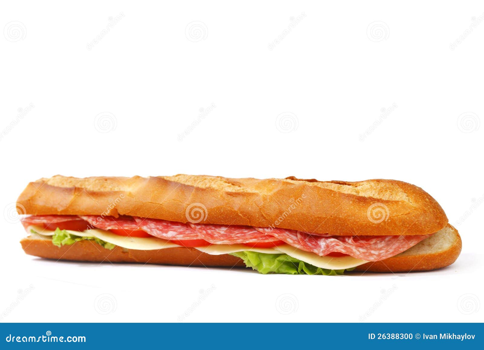 Long sandwich with salami stock photo. Image of breakfast - 26388300