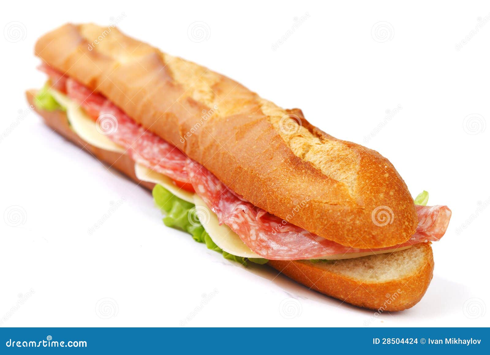 Long Sandwich with Salami Tomatoes Stock Photo - Image of fresh, junk ...