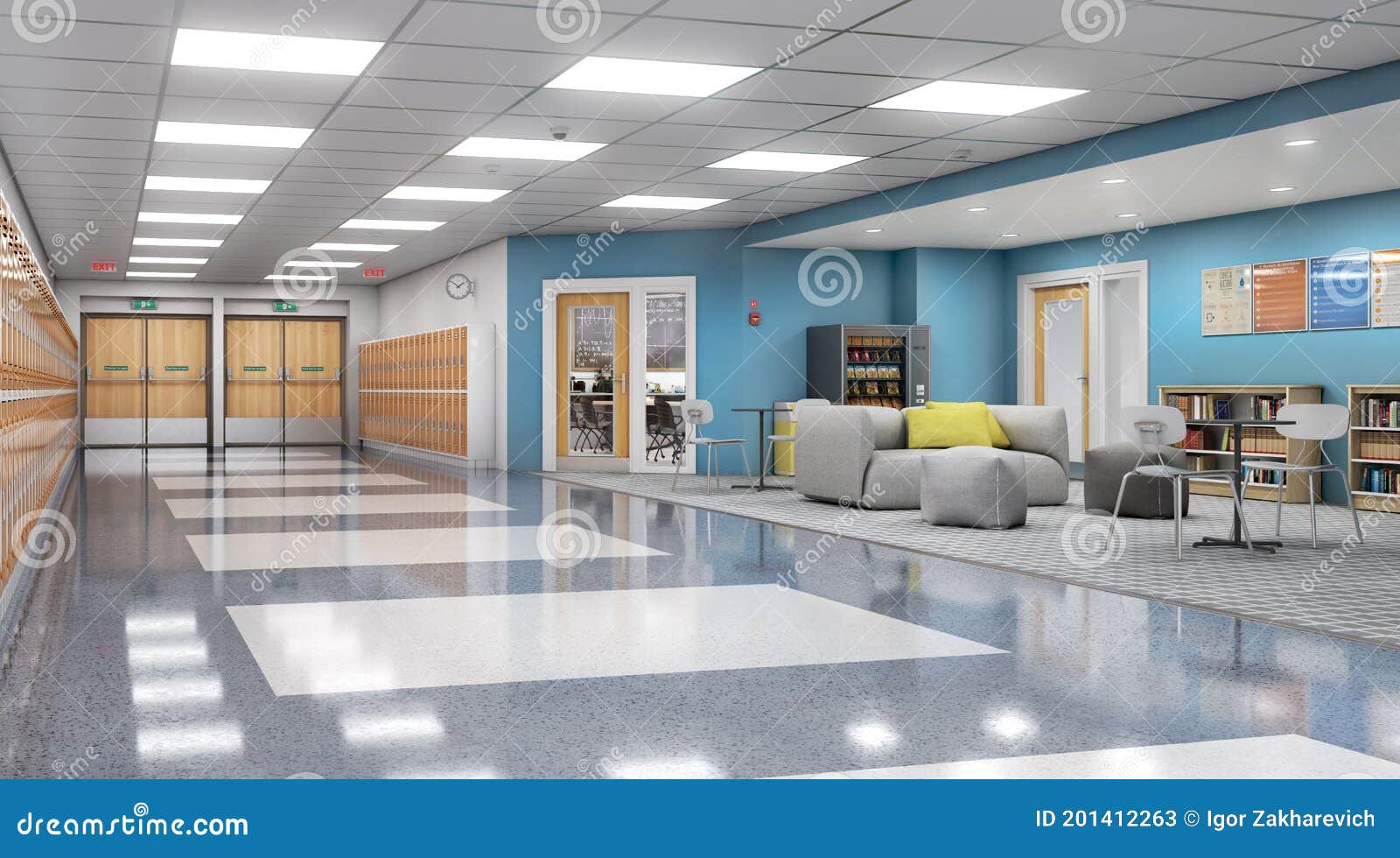 Rest Zone In Office. Employees Of Colleague Relax In Room. Vector ...