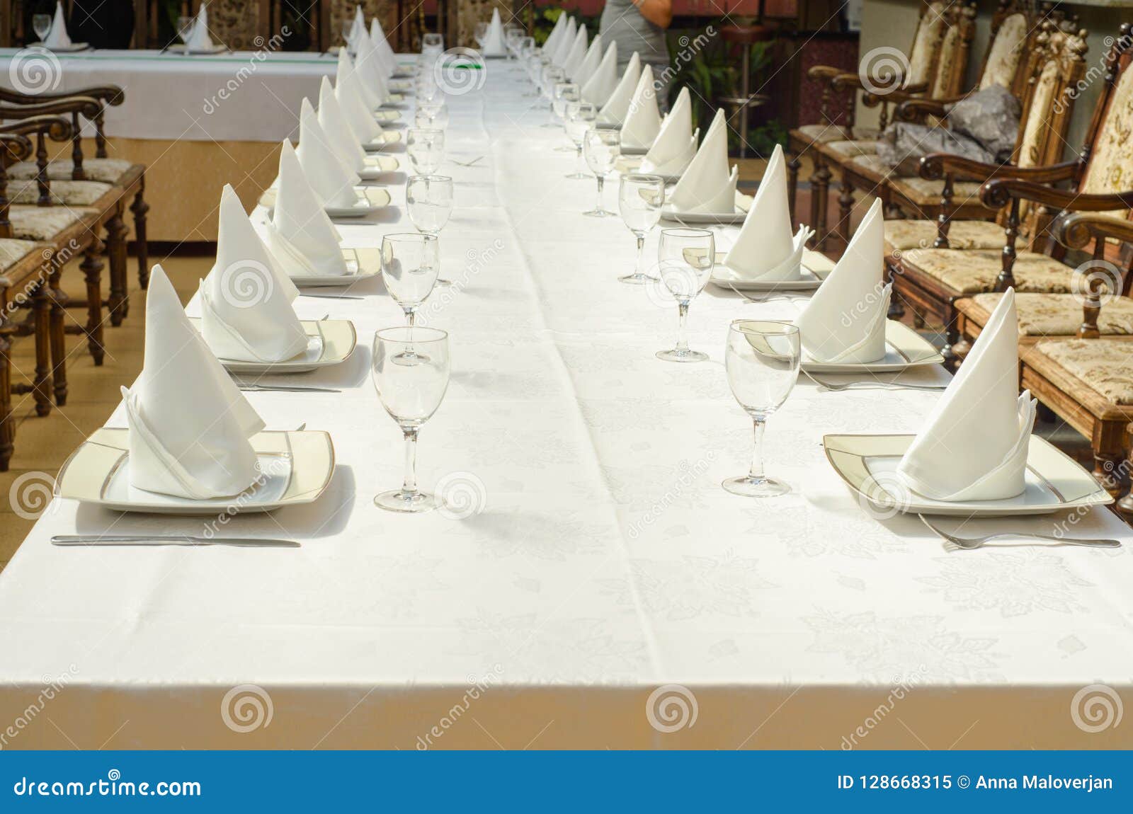 Long served table stock image. Image of place, banquet - 128668315