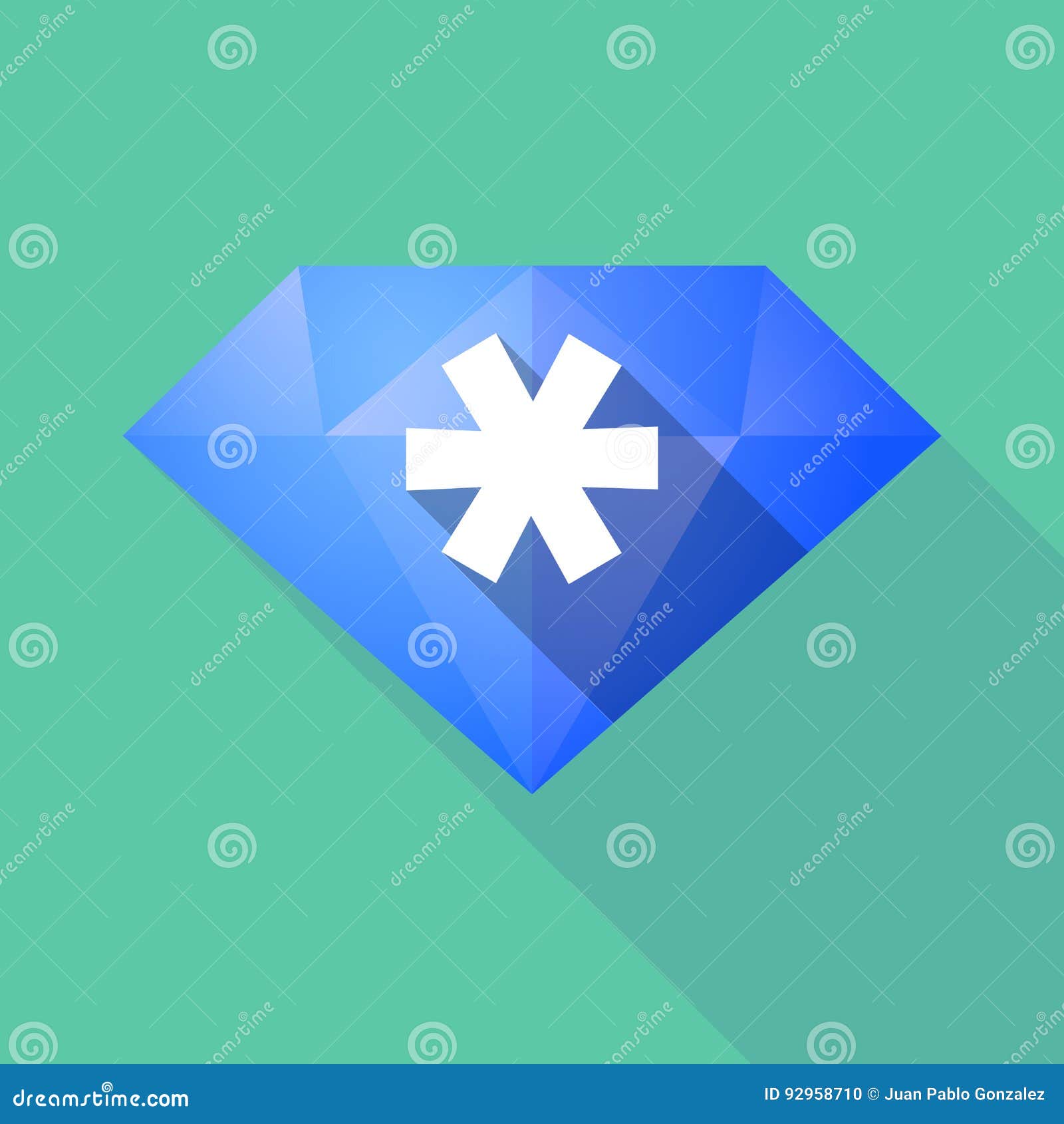 Long Shadow Diamond with an Asterisk Stock Illustration - Illustration ...