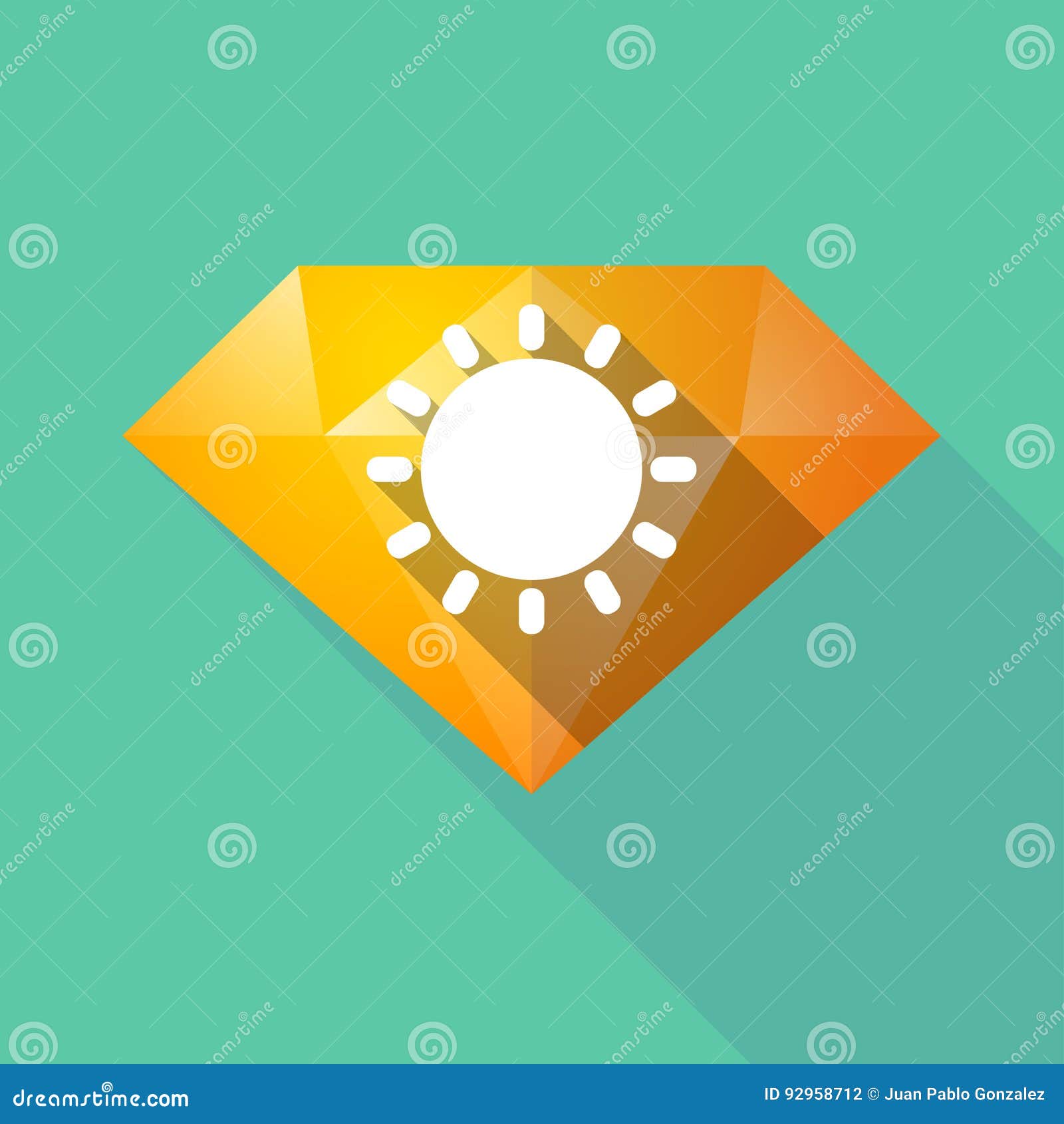 Long Shadow Diamond with a Sun Stock Illustration - Illustration of ...