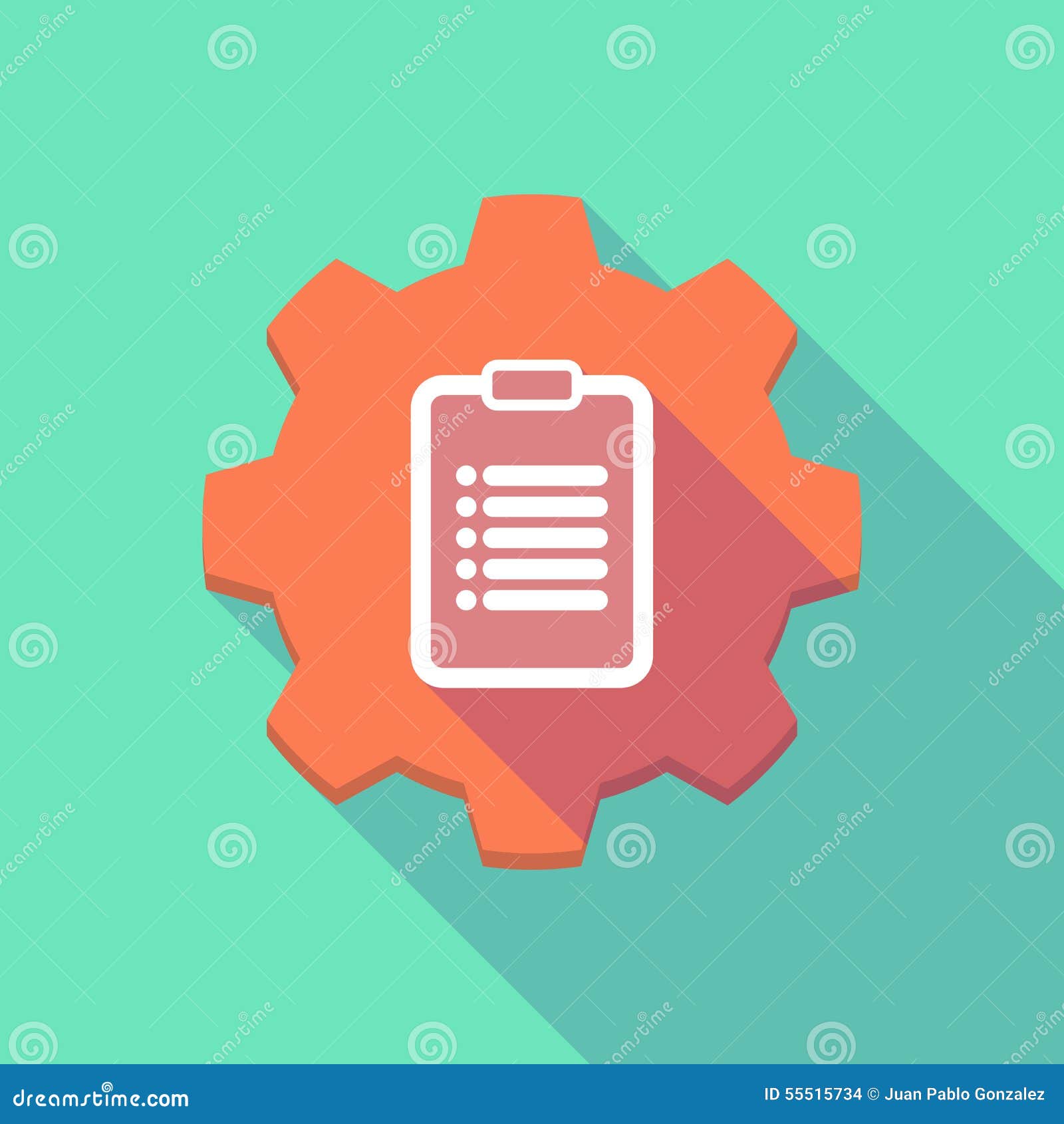 Long Shadow Gear Icon with a Report Stock Illustration - Illustration ...