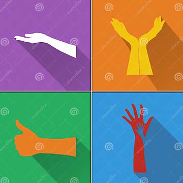 Long shadow hand icons stock vector. Illustration of message - 51549230