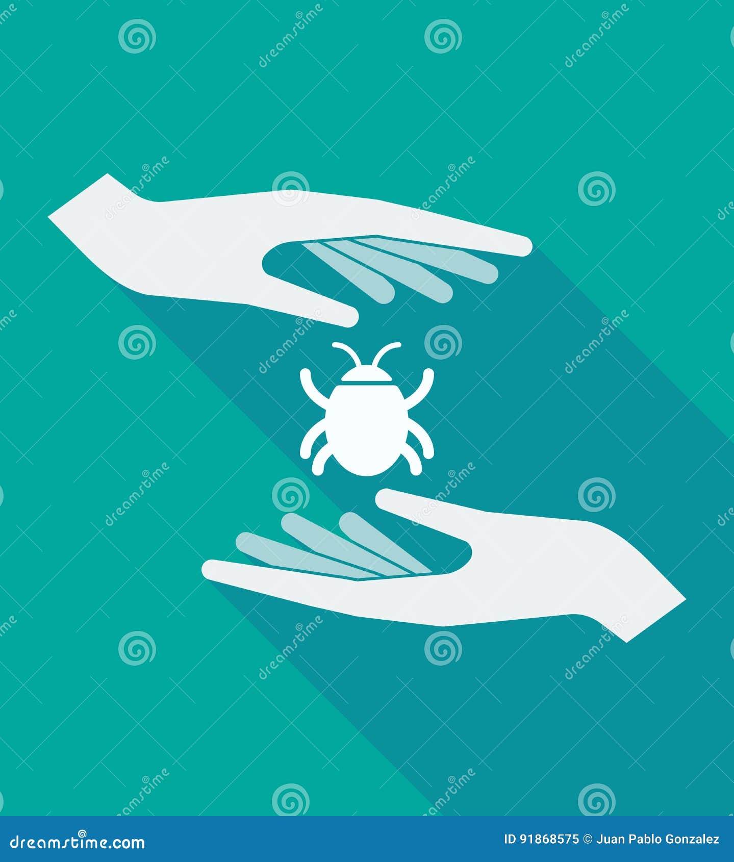 Long Shadow Hands with a Bug Stock Illustration - Illustration of icon ...