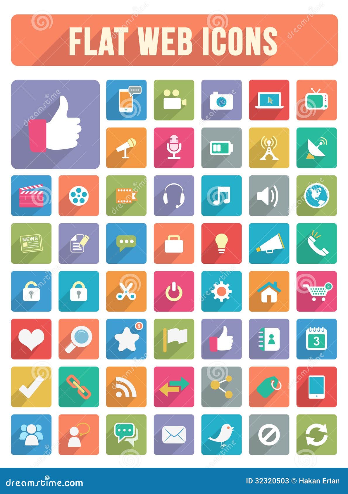 Long Shadow Icons stock vector. Illustration of icon - 32320503