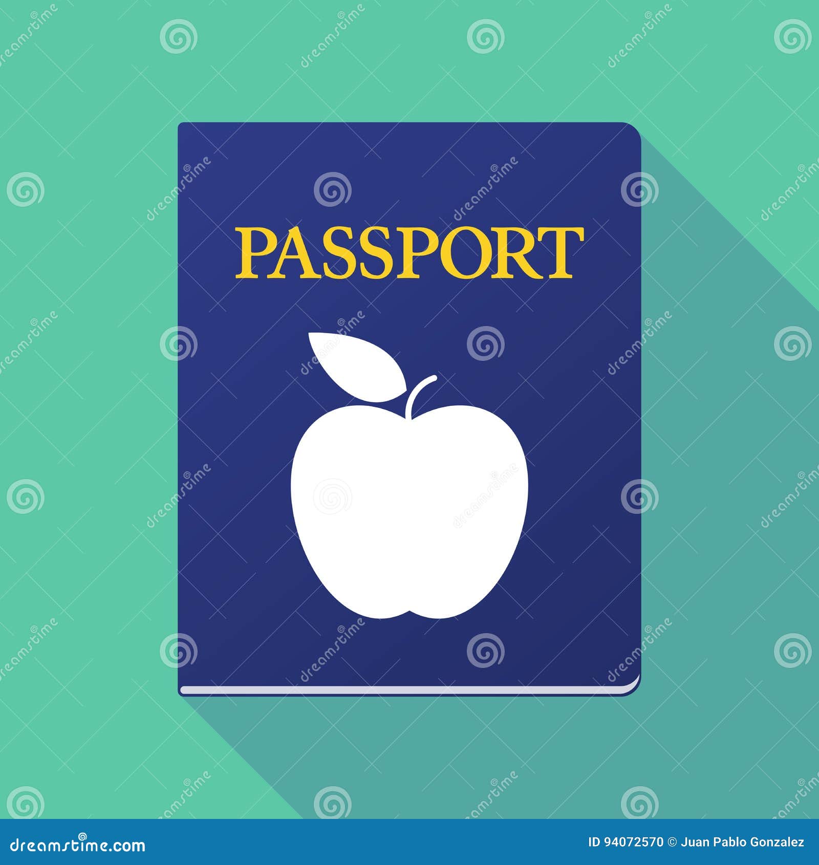 Long Shadow Passport with an Apple Stock Illustration - Illustration of ...