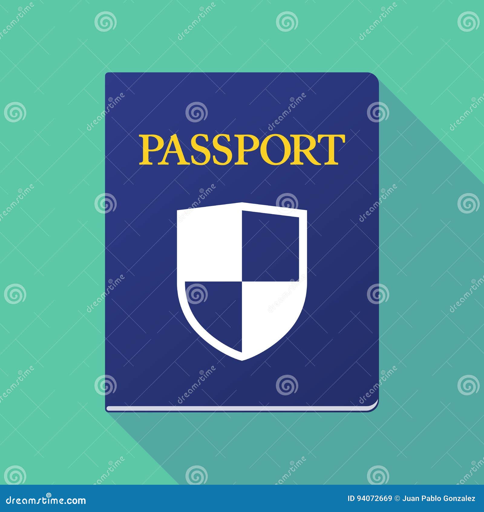Long Shadow Passport with a Shield Stock Illustration - Illustration of ...