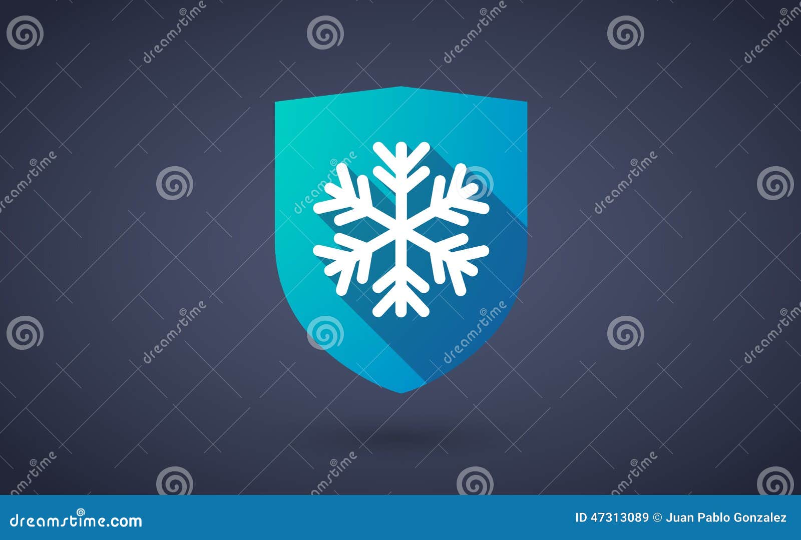 Long Shadow Shield Icon with a Snow Flake Stock Illustration ...