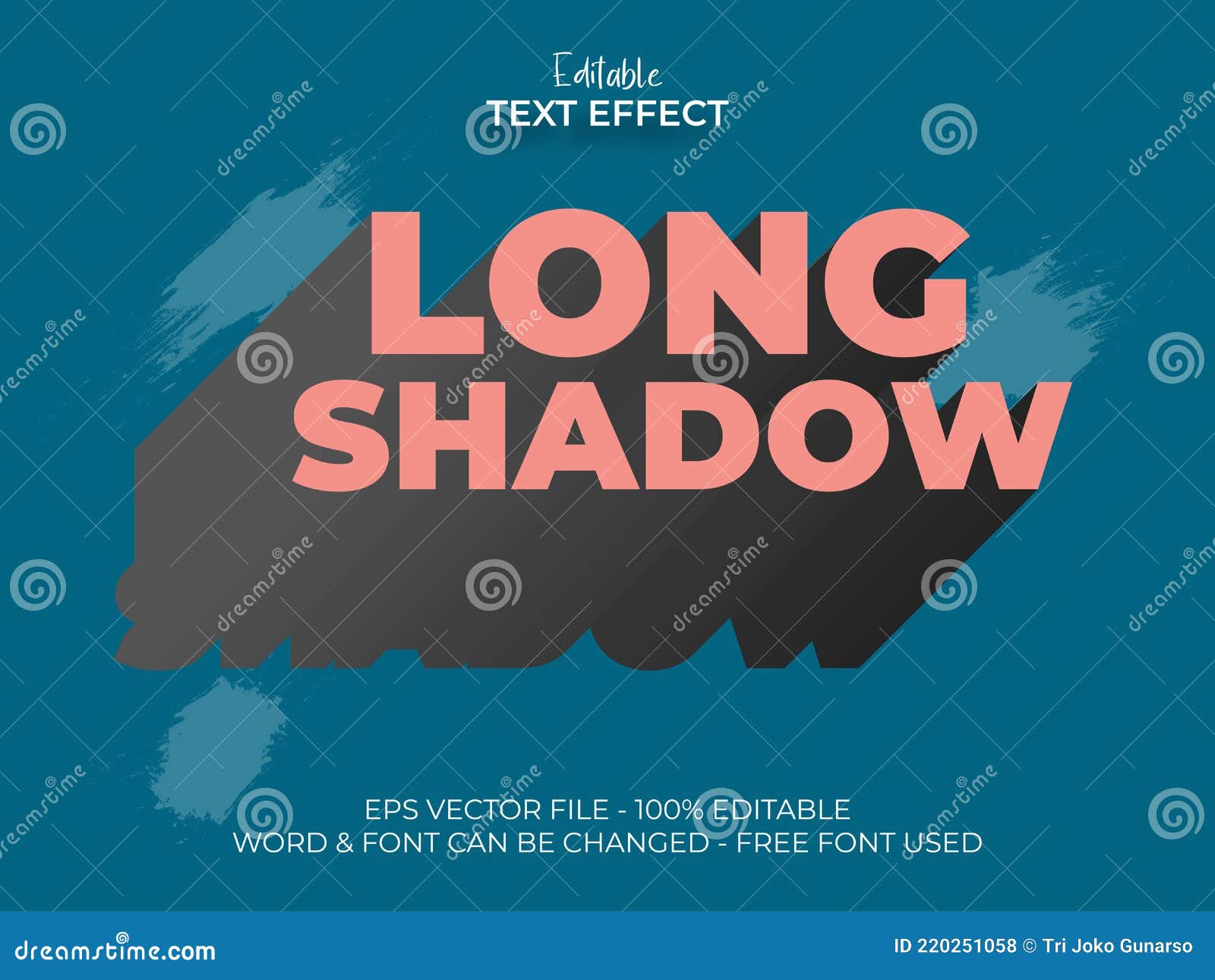 Long Shadow Text Effect. Left Shadow Vintage Editable Text Font Effect ...