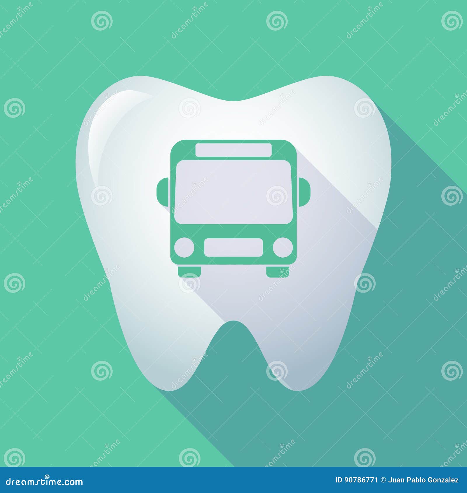 Long Shadow Tooth with a Bus Icon Stock Illustration - Illustration of ...