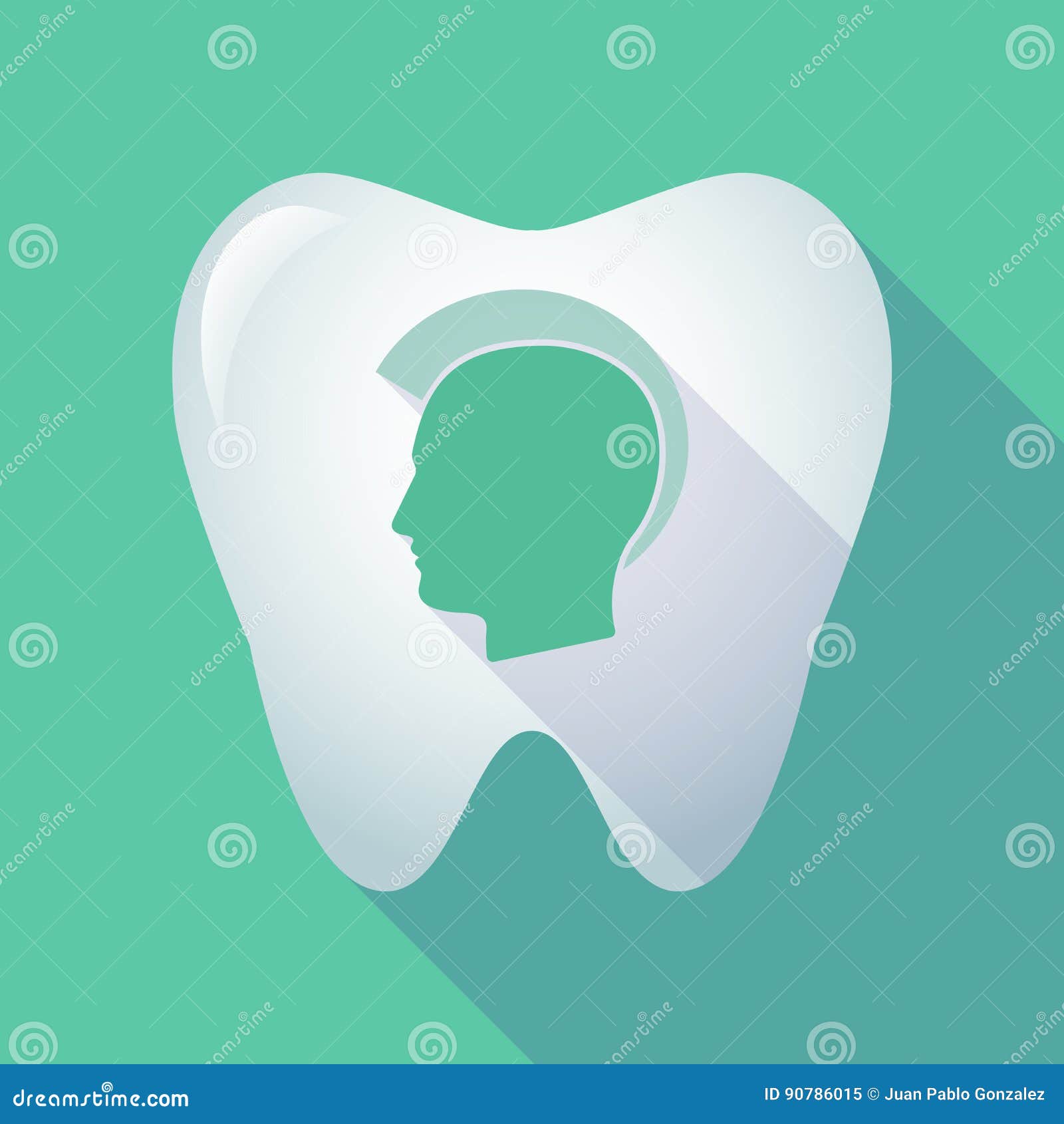 Long Shadow Tooth with a Male Punk Head Silhouette Stock Illustration ...