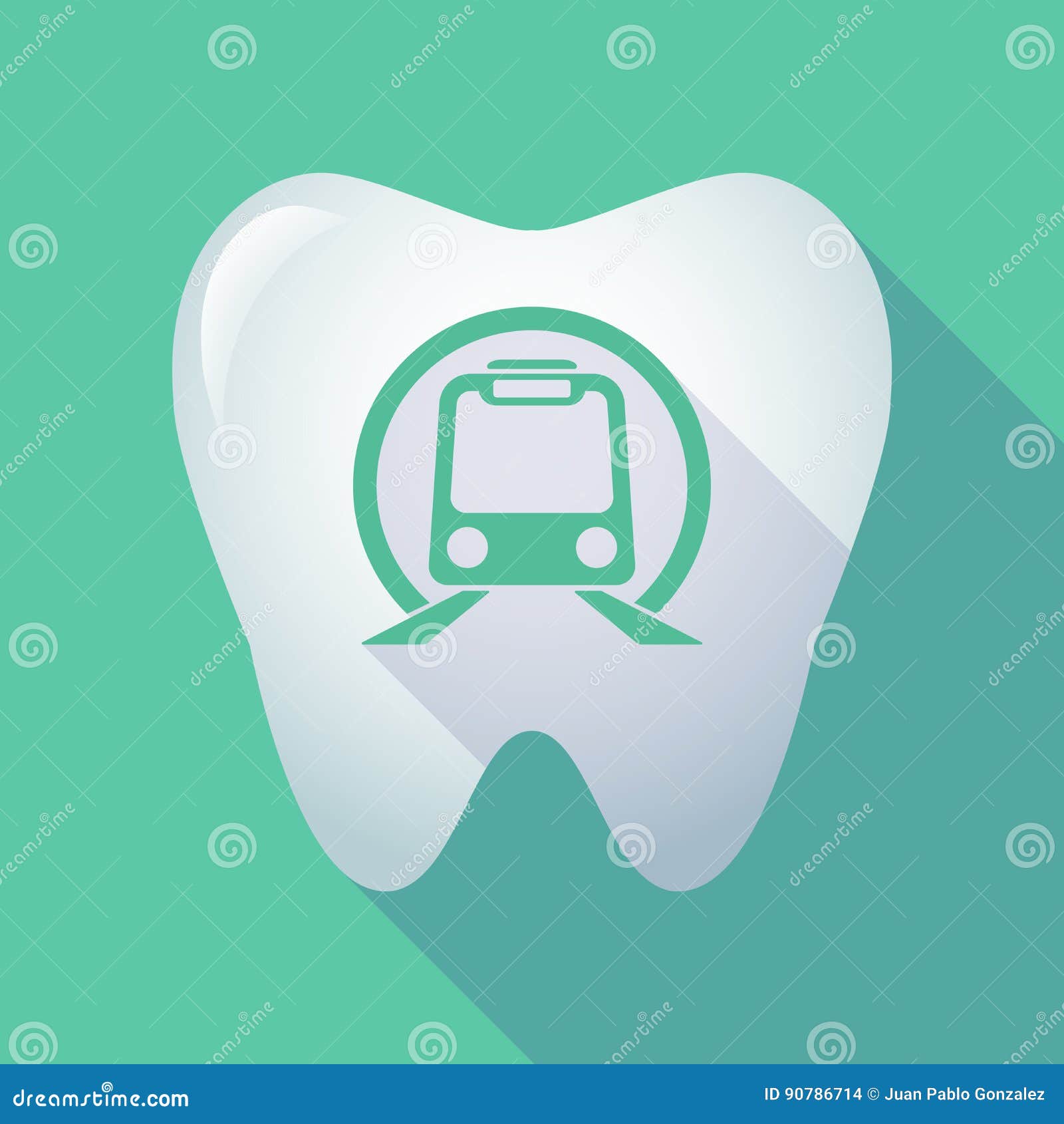 Long Shadow Tooth with a Subway Train Icon Stock Illustration ...