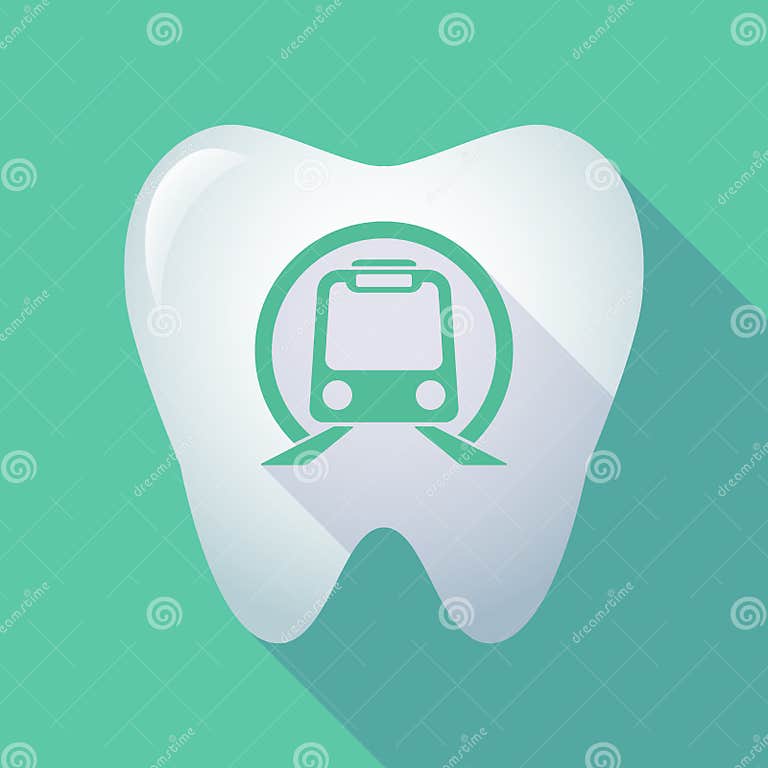 Long Shadow Tooth with a Subway Train Icon Stock Illustration ...