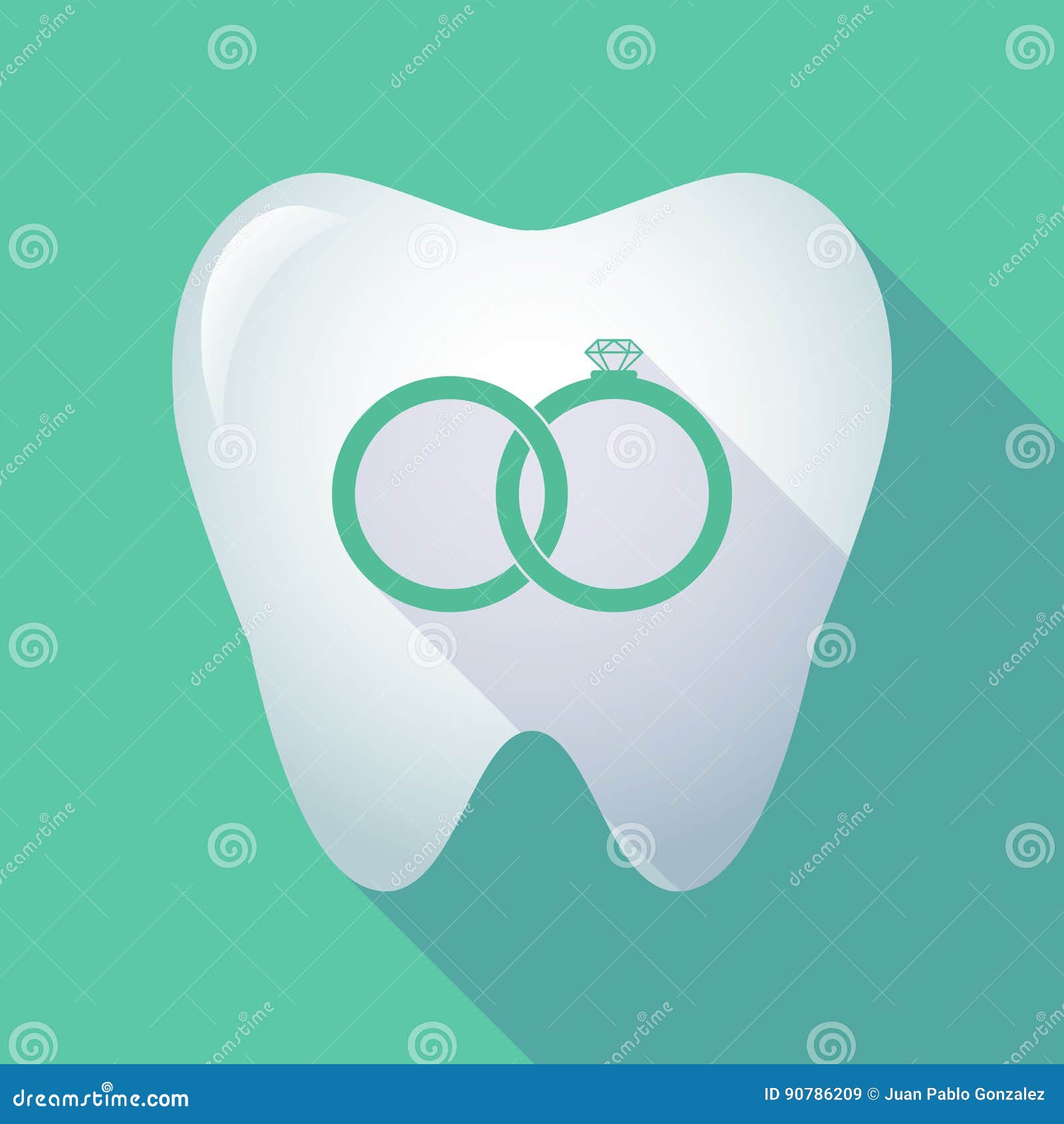 Long Shadow Tooth with Two Bonded Wedding Rings Stock Illustration ...