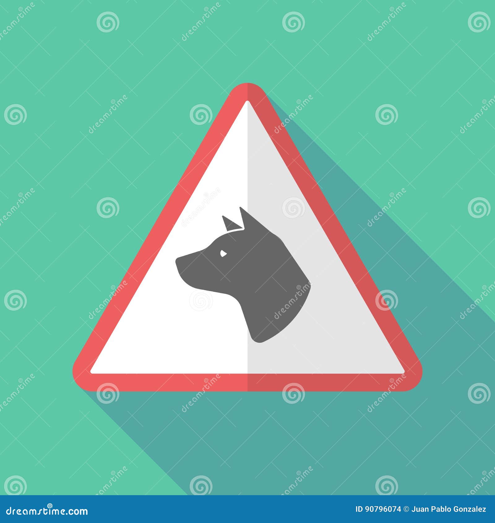 Long Shadow Warning Sign with a Dog Head Stock Illustration ...