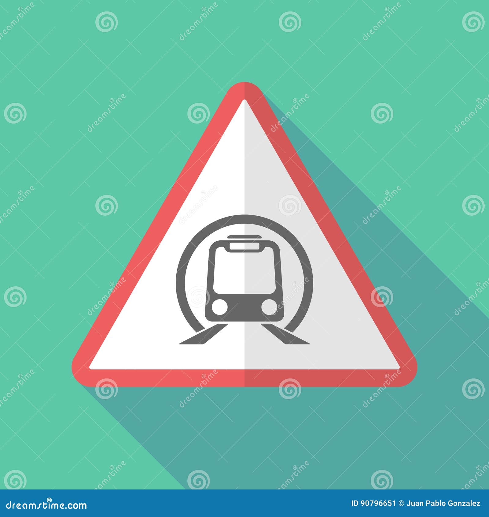 Long Shadow Warning Sign with a Subway Train Icon Stock Illustration ...