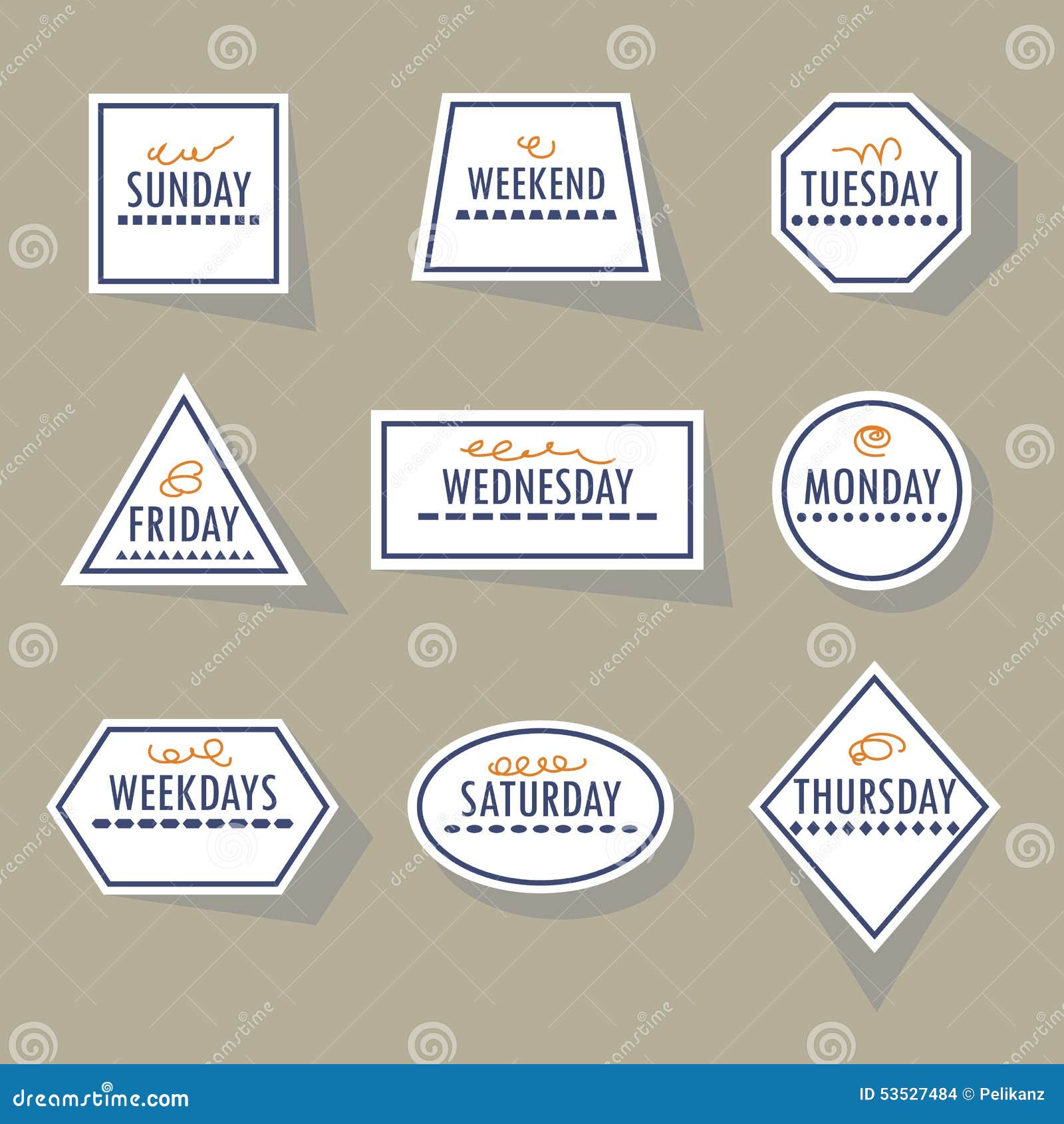 Weekdays Stickers Stock Illustrations – 172 Weekdays Stickers Stock ...