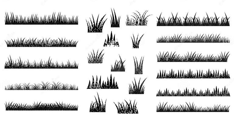 Long and Short Vector Tufts of Grass Stock Vector - Illustration of ...