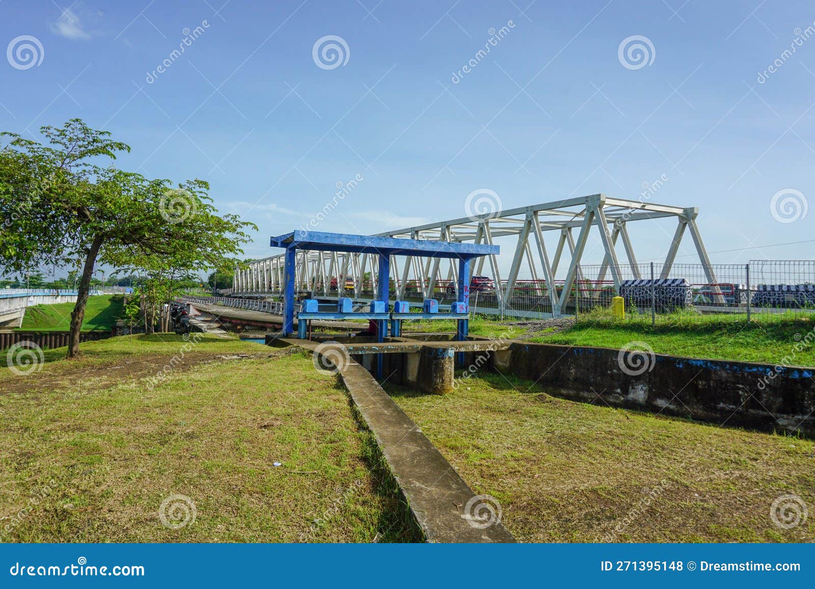 Long Shot of a Bridge with a Dry River beside it Stock Photo - Image of ...