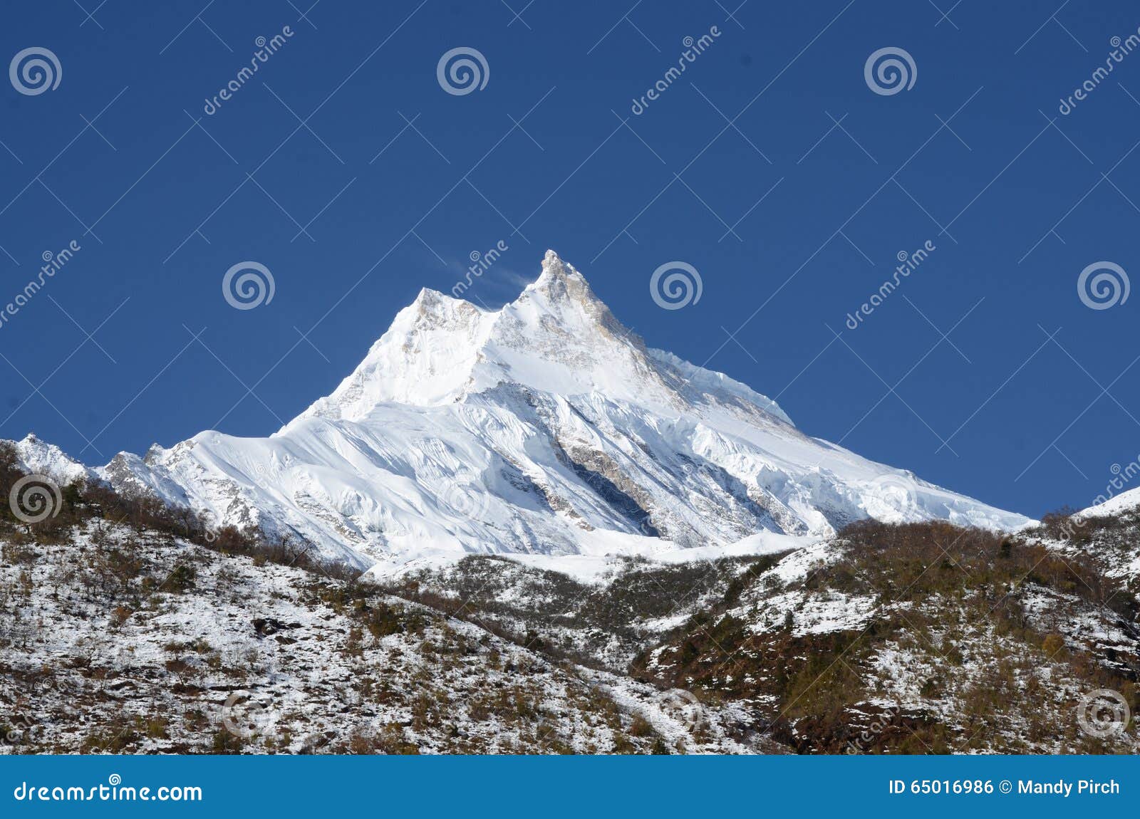 Long Shot of the Manaslu Mountain Stock Photo - Image of view, long ...