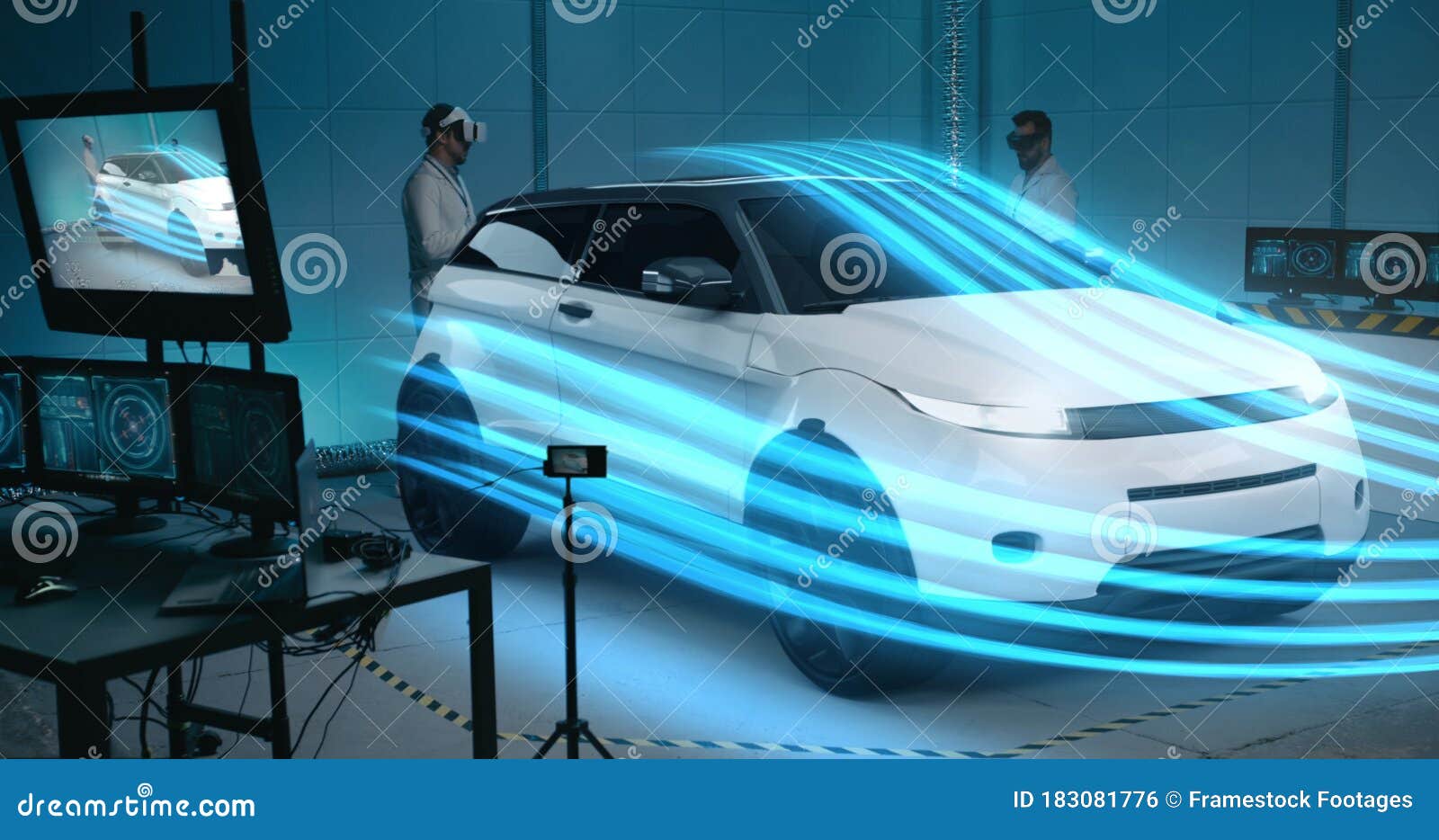 Scientist Using Vr Technology To Test Car Stock Photo - Image of modern ...