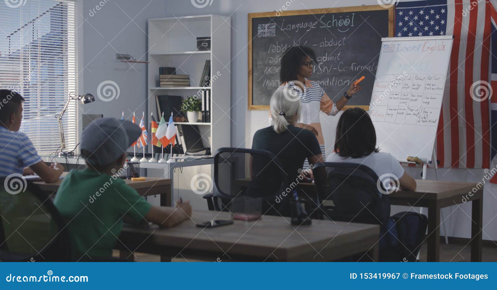 Teacher Using Flip Chart while Explaining To a Class Stock Image ...