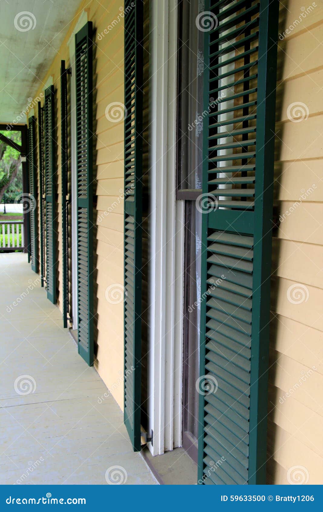 Long Shuttered Windows in Building Stock Photo - Image of covered ...