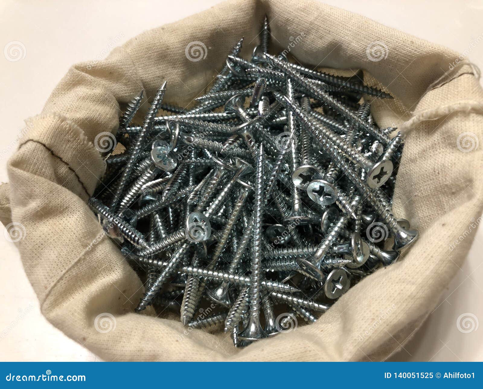 Long Silver Screws in the Bag. Stock Image - Image of equipment ...