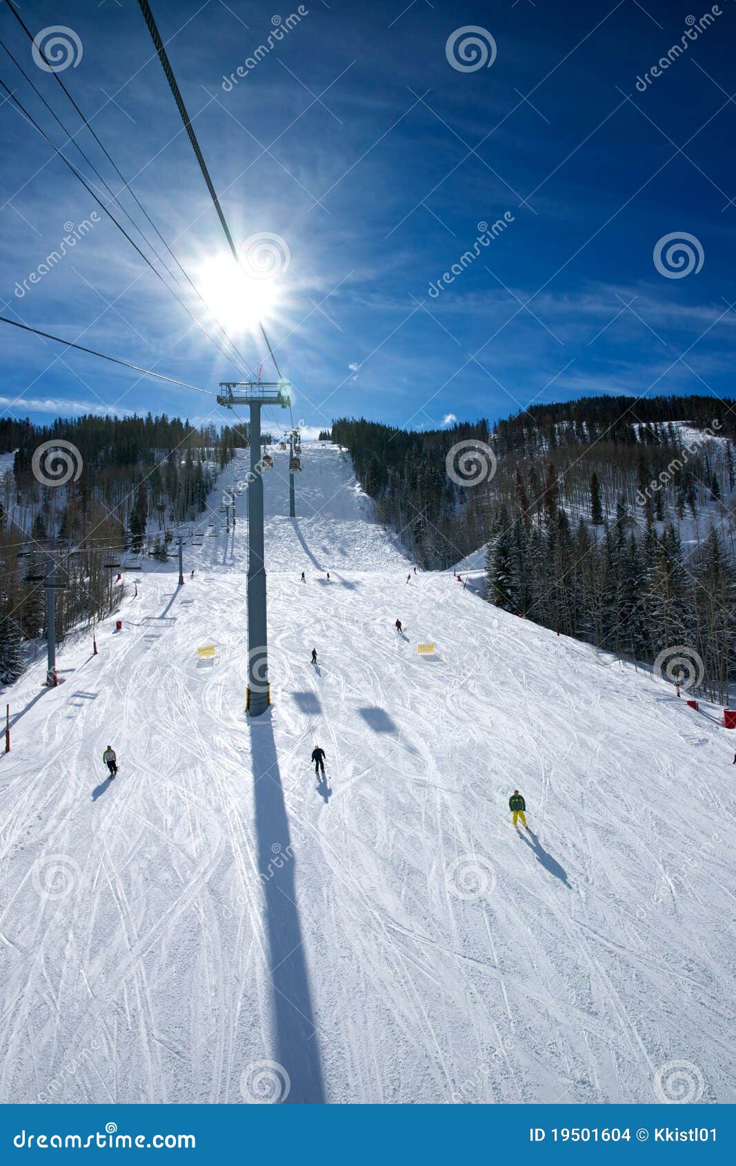 The Long Ski Run stock photo. Image of winter, tracks - 19501604
